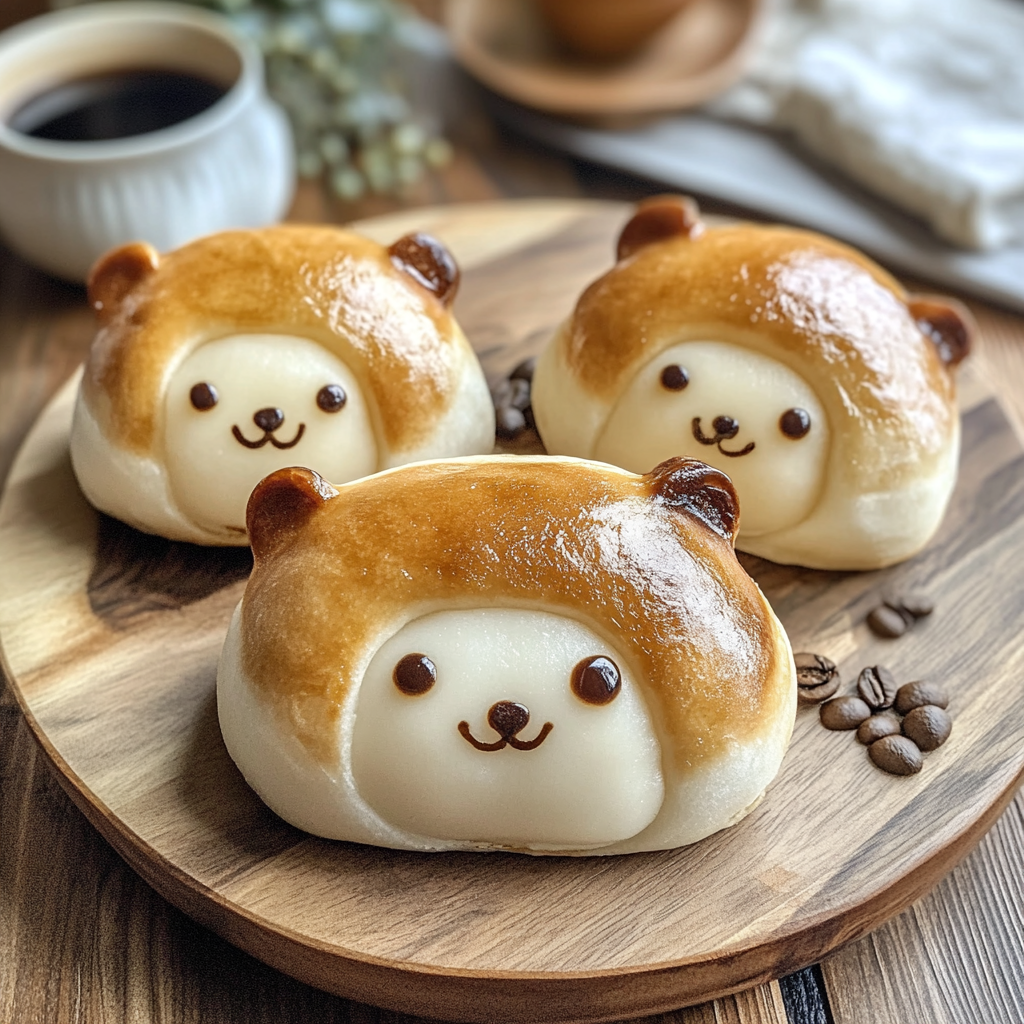 Cute Bear Chewy Mochi Bread with Coffee Cream Filling