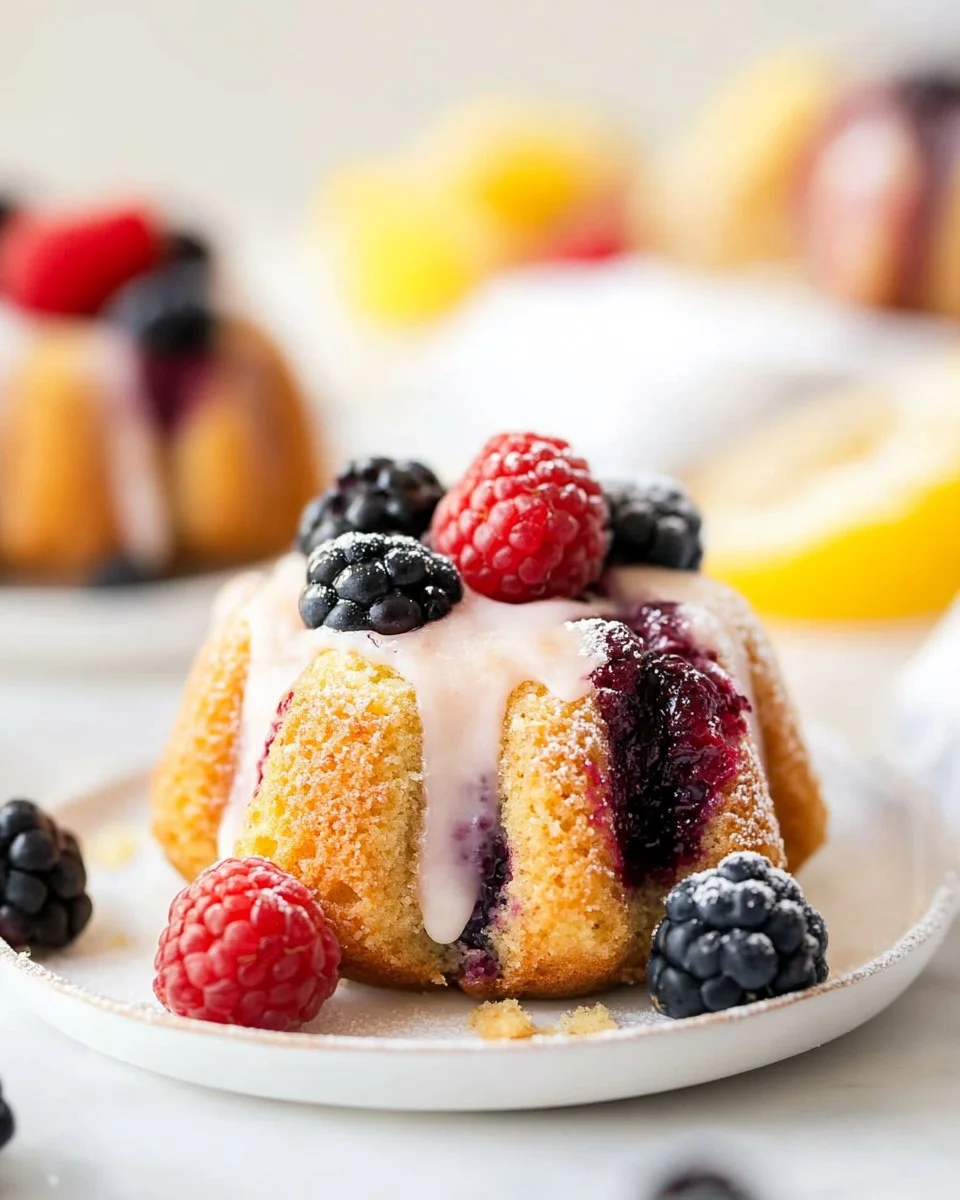 Mini Berry Bundt Cakes Delight with Cream Cheese Glaze - Yumm Yolk Recipes